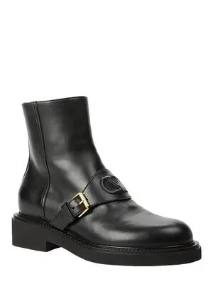 VALENTINO Valentino Garavani VLogo Leather Buckled Booties