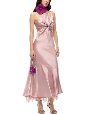 Pinko Pinko Ferrari Crepe Satin Maxi Dress Ash Rose