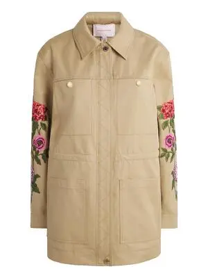Carolina Herrera Embroidered Trench Coat - Brown