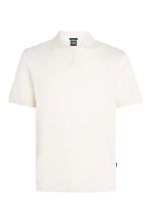 BOSS Cotton Jacquard Open-neck Polo Shirt - White