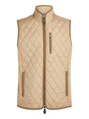 Purdey Suede-trim Quilted Gilet - Brown