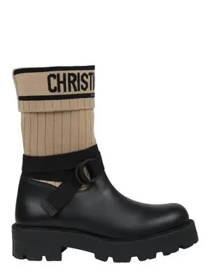 Dior D-major Logo Leather Boots - Black