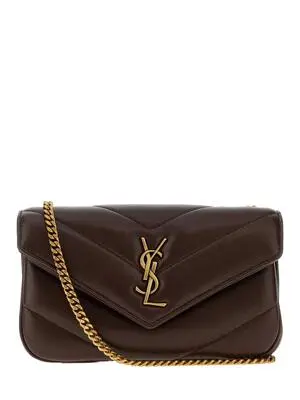 Saint Laurent Mini Loulou Leather Shoulder Handbag - Brown