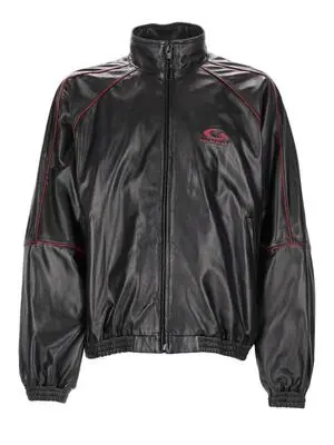 Balenciaga Leather Tracksuit Jacket - Black