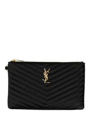 Saint Laurent Cassandra Clutch With Slim Wrist Strap - Black