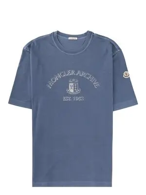 Moncler Monogram Logo Cotton T-shirt - Blue