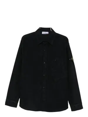 Stone Island Patch Chest Pocket Jacket With Snap Front & Cuffs - Blu