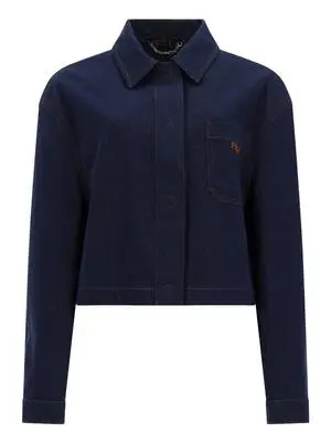 Fendi Embroidered Logo Denim Jacket For - Blue
