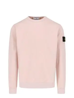 Stone Island STONE ISLAND Crewneck Sweatshirt With Fleece Lining And Badge Detail Rosa