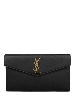 Saint Laurent Uptown Medium Leather Pouch Handbag - Black