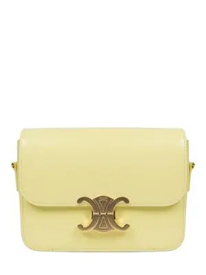 Celine Teen Triomphe Mini Leather Crossbody Handbag - Yellow