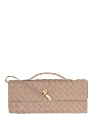 Bottega Veneta Lamb Leather Clutch - Beige