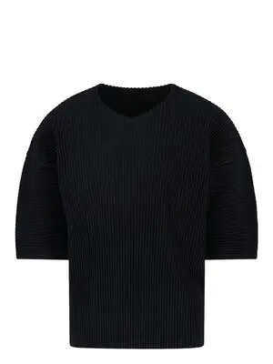 Issey Miyake Pleated Short-sleeve T-shirt - Black