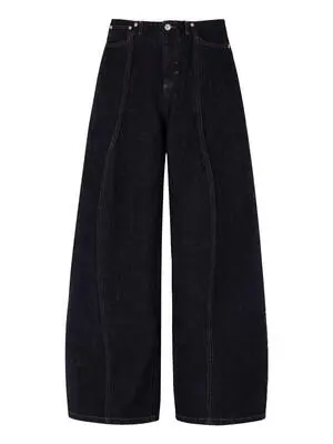 Sportmax Cotton Low-waist Wide-leg Over Pants - Blue