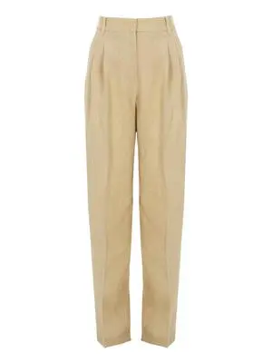 Max Mara Sumerian-inspired Wide-leg Linen Pants - Beige