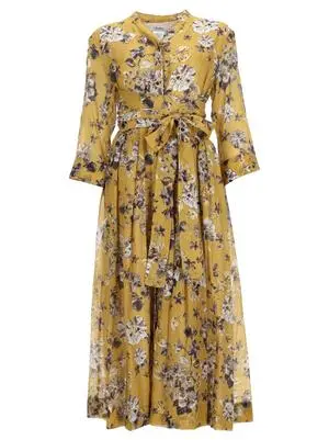 Max Mara Sleek Ramie Gown Lungo Estremo - Yellow