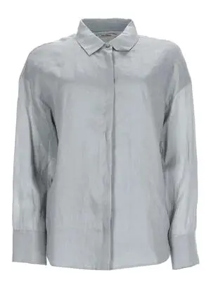 Max Mara S MAX MARA Comfortable Ramie Shirt Blue