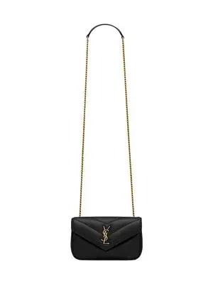 Saint Laurent Loulou Mini Lamb Leather Crossbody Bag - Black