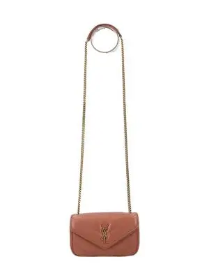 Saint Laurent Saint Laurent Mini Loulou Crossbody Bag In Lamb Leather Brown