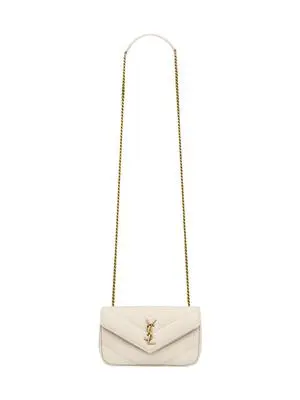 Saint Laurent Saint Laurent Loulou Mini Lamb Leather Crossbody Bag Ivory