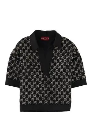 GUCCI Gucci GG Crystal-Embellished Metallic Top