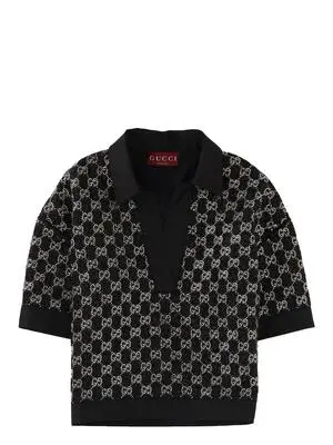 Gucci Gg Crystal-embellished Metallic Top - Black