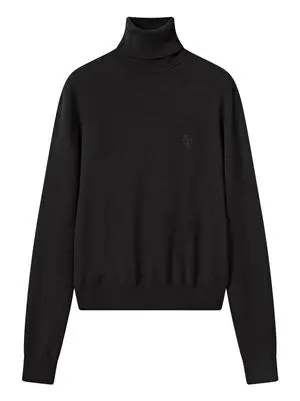 Gucci Wool Turtleneck Sweater With Embroidered Detail - Black