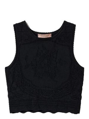 TWINSET Crochet-knit Crop Top - Black