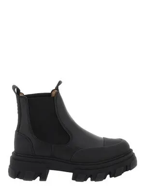 GANNI Cleated Low Chelsea Boots - Black