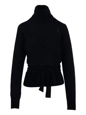 GANNI Brushed Wrap Blouse - Black