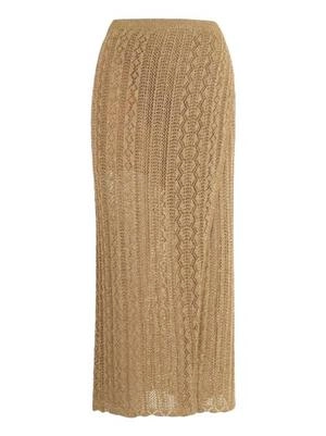 TWINSET Lurex Knit Long Skirt - Brown