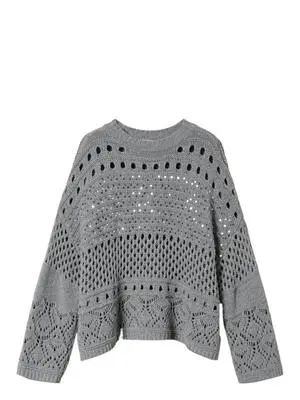 TWINSET Sequin Embellished Open-knit Jumper - Grey