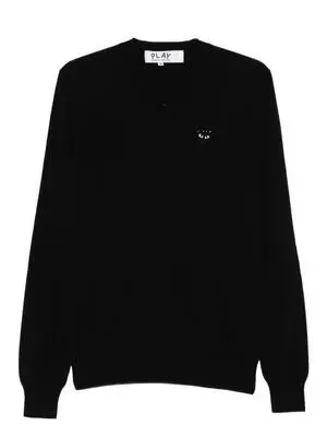 Play Comme Des Garcon V-neck Knitted Jumper - Black