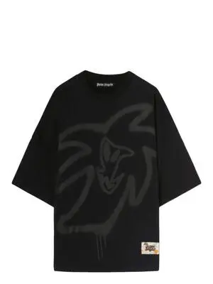 Palm Angels Graffiti Print Crewneck T-shirt - Black