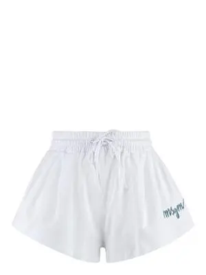 MSGM Logo Embroidered Drawstring Shorts - White