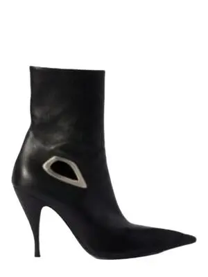 Off-White Crescent Pointed Toe Ankle Boots - Black