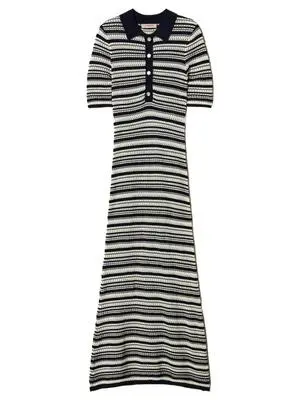 TWINSET Short-sleeved Striped Dress - Gray