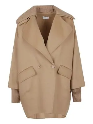 P.a.r.o.s.h P.A.R.O.S.H. Oversized Knit-Trim Coat Light Brown
