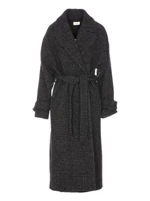 P.A.R.O.S.H P.A.R.O.S.H. Plaid-Check Long Sleeved Belted Trench Coat