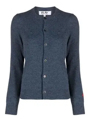 Play Comme Des Garcon Melange-effect Wool Cardigan - Blue