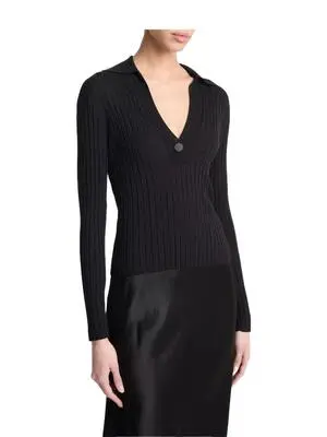 Vince Snap Polo Jumper - Black