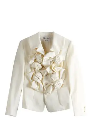 Comme Des Garçons Ruffled Detail Jacket - White