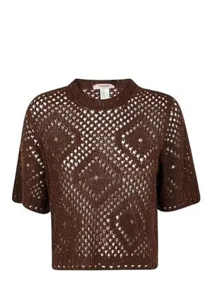 TWINSET Open-knit Short-sleeve Top - Brown
