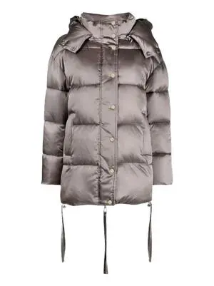P.a.r.o.s.h Satin-finish Hooded Padded Coat - Gray