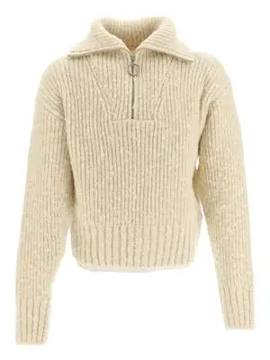 AMI Paris Half-zipped Knitted Jumper - Nude