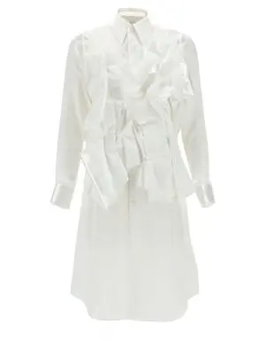 Comme Des Garçons Long-sleeved Ruffled Dress - White