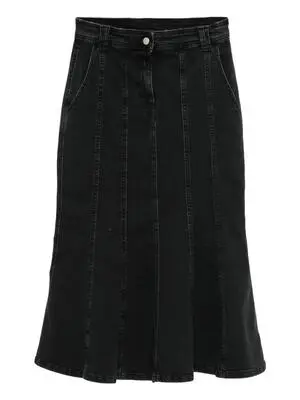 TWINSET Pleated Denim Skirt - Black
