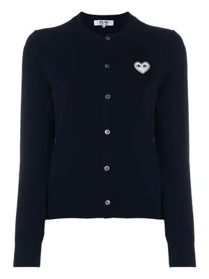 Play Comme Des Garcon Embroidered Heart Cardigan - Black