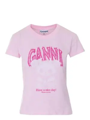 GANNI Graphic Logo T-shirt - Pink