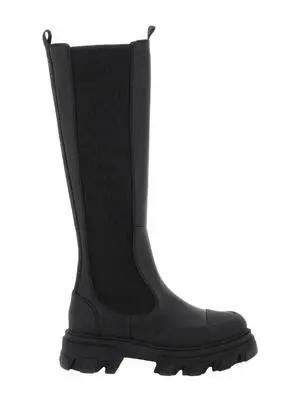 GANNI Stitch Cleated High Chelsea Boots - Black